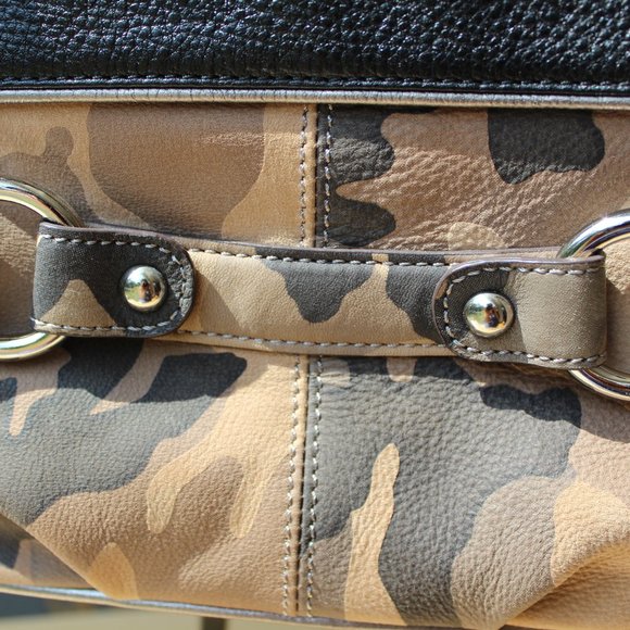 b. makowsky | Bags | Makowsky Camouflage Black Leather Handbag | Poshmark